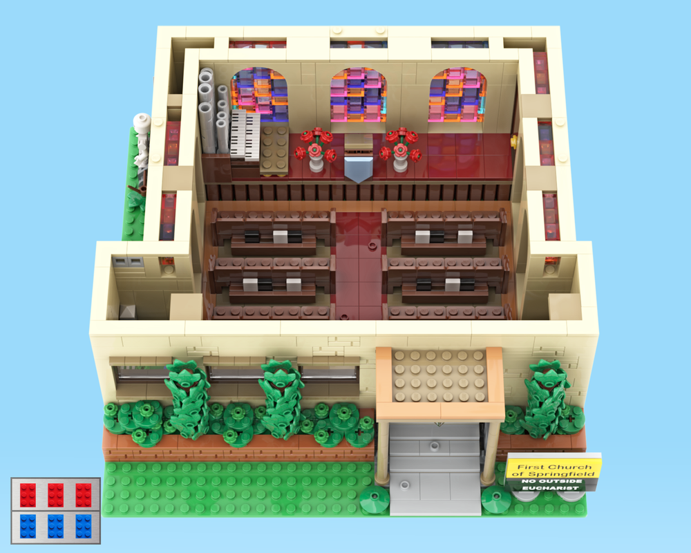 Lego Moc Modular Springfield Church By Benbuildslego Rebrickable