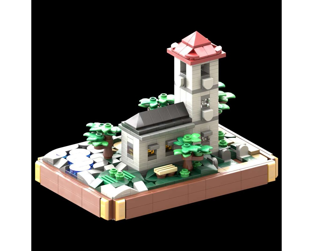 Lego Moc Medieval Church With Landscape By Dariusdrum Rebrickable