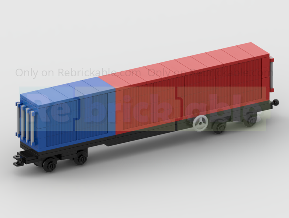 LEGO MOC 4-Wide Container Train Wagon With 20ft & 40ft Containers by ...