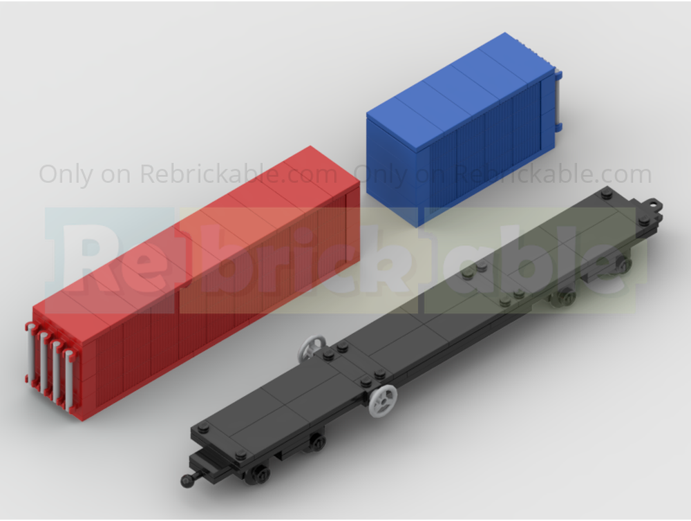 LEGO MOC-148107 4-Wide Container Train Wagon With 20ft & 40ft ...