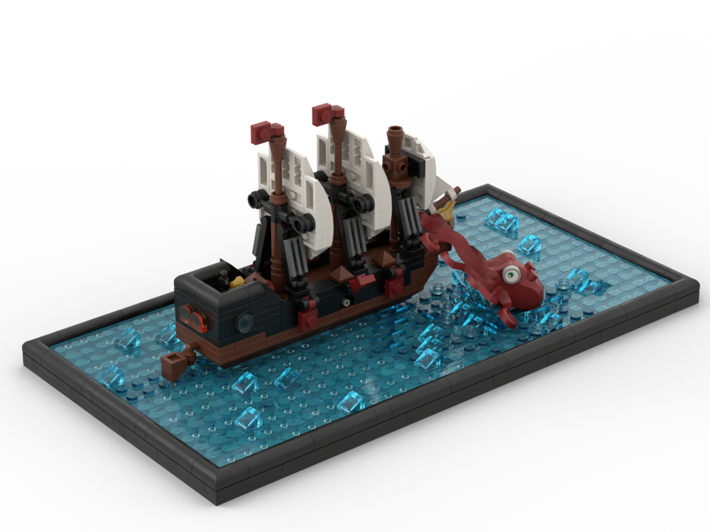 Lego Moc Mini Pirate Ship Meeting The Kraken By Graeymaelkyn