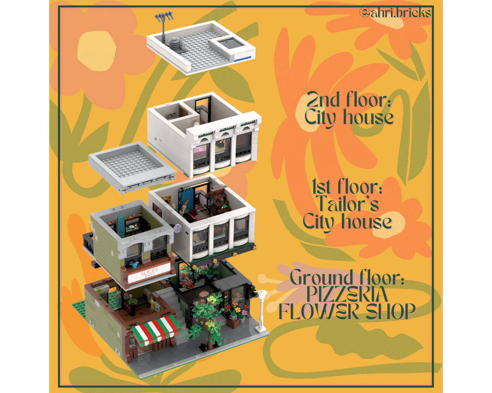 LEGO MOC Modular Pizzeria and Flower Shop by ahri.bricks | Rebrickable ...