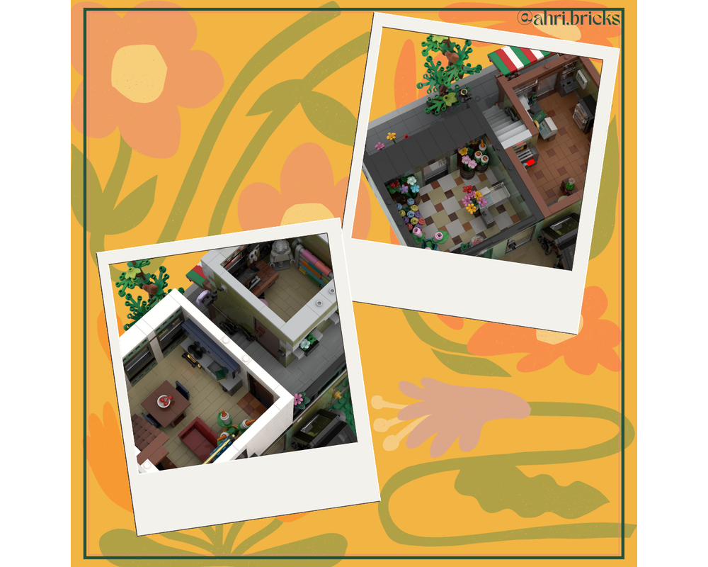 Lego Moc Modular Pizzeria And Flower Shop By Ahribricks Rebrickable