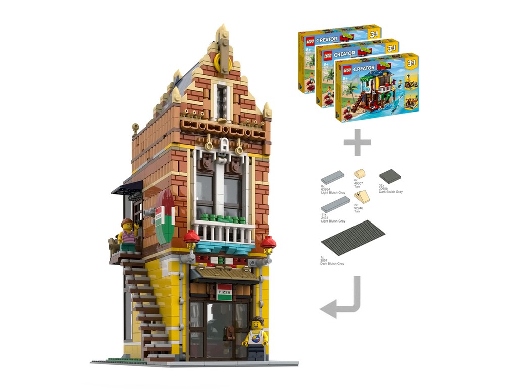 Lego Moc Pizzeria By Brickative Rebrickable Build With Lego