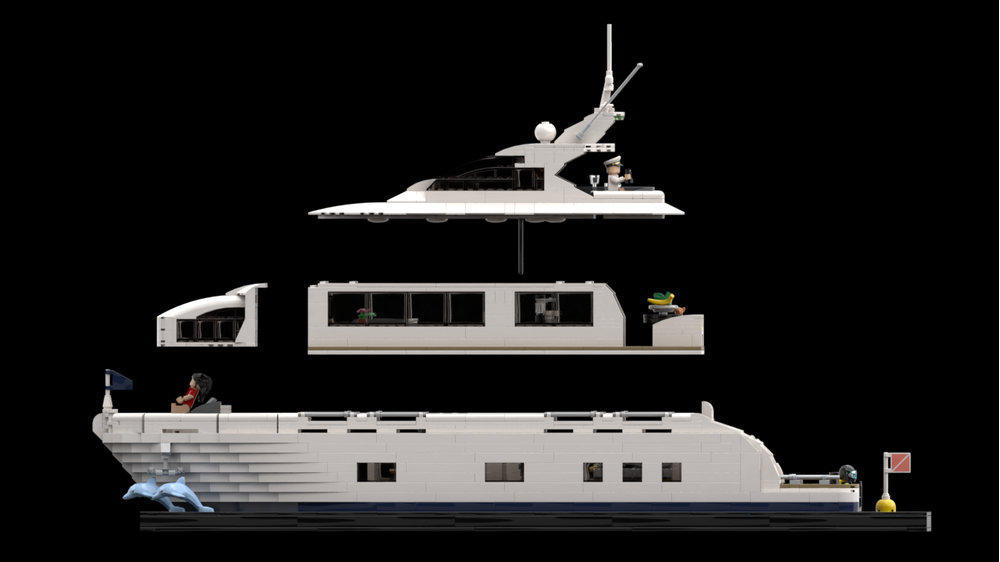 Lego Moc Luxury Yacht Minifigure Size By Kilo Whiskey Rebrickable