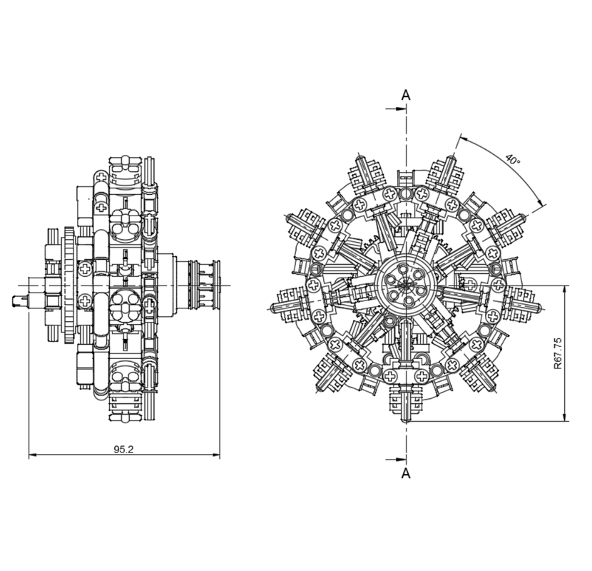 LEGO MOC 9 Cylinder Rotary Radial Engine by WPNGLS | Rebrickable ...
