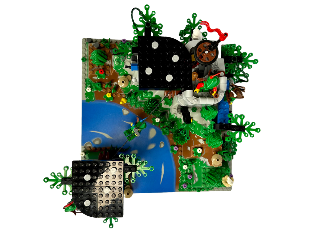 LEGO MOC Forestmen Rope Escape Hideout | Zipline over Canyon | Mountain ...
