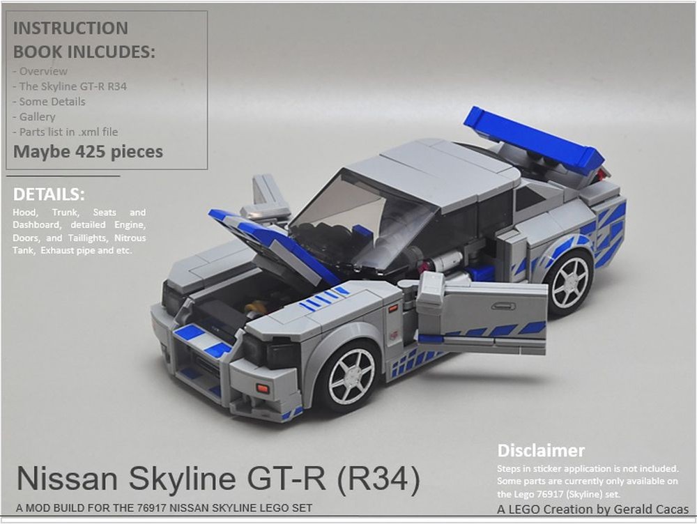 LEGO MOC Nissan Skyline GT-R (R34) by geraldcacas | Rebrickable - Build ...