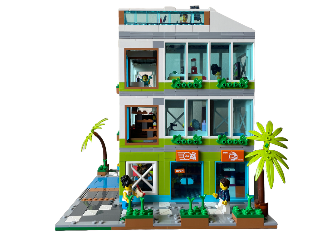 Lego Moc Apartment Complex Modular Alternate Build Of 2x 60365 By Re