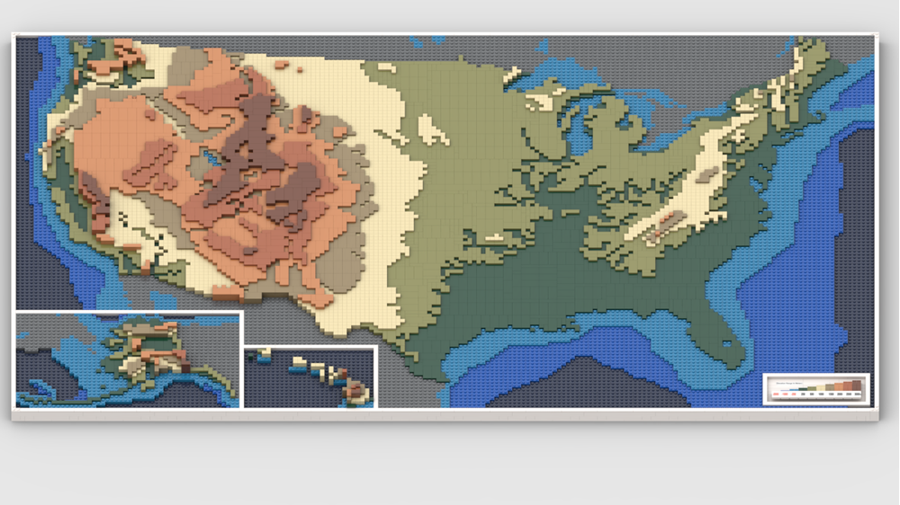 Lego Moc United States Topographic Map By Hawkfan08 Rebrickable
