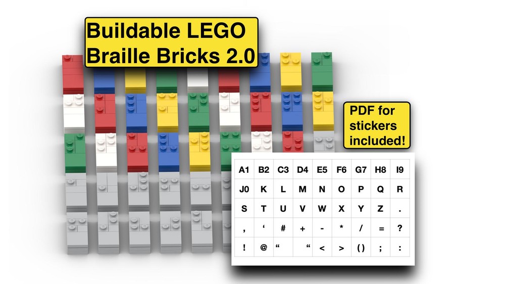 LEGO MOC Buildable Braille Bricks with Sticker Sheet by ZTBricks ...