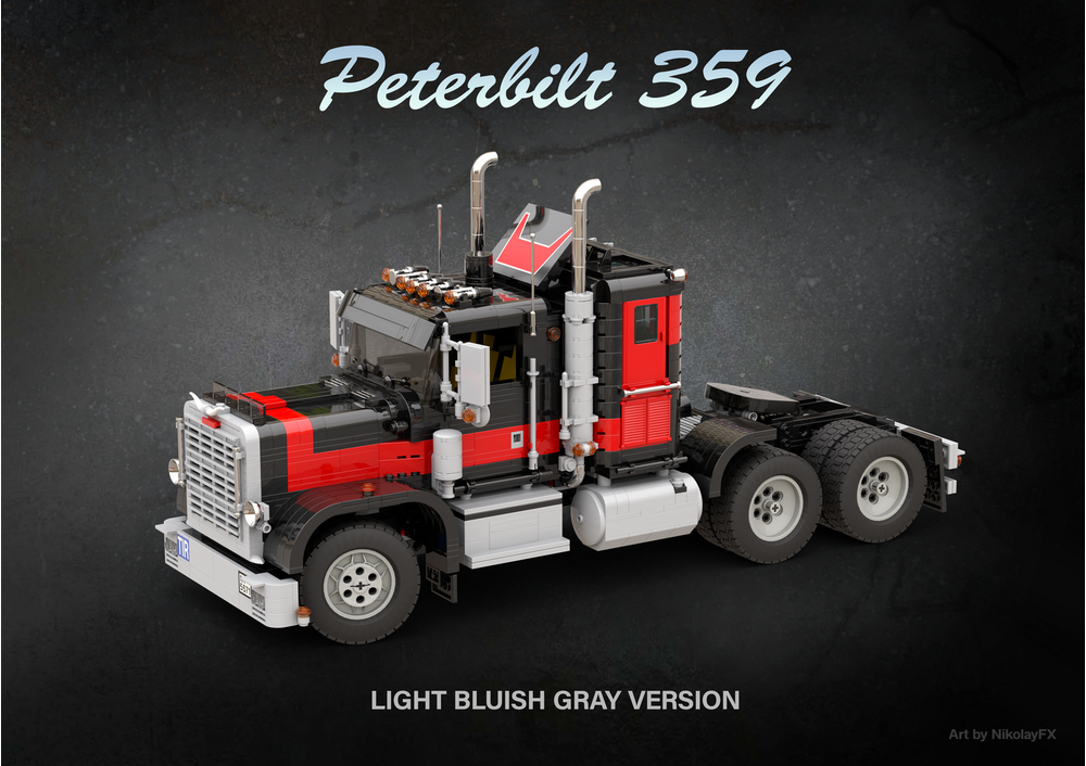 LEGO MOC-158938 Peterbilt 359 - Light Bluish Gray Version by NikolayFX | Rebrickable - Build ...