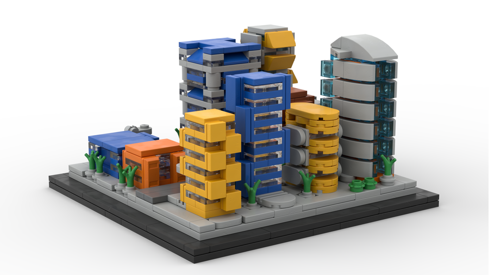 Lego Moc Micro City Skyline By Blockwise Rebrickable Build With Lego