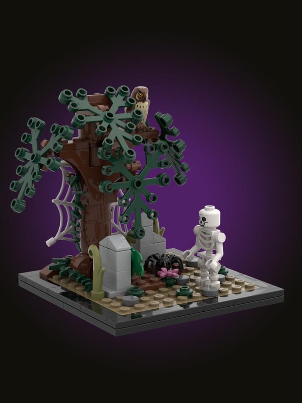 LEGO MOC Halloween tree grave diorama by LucSoleBricks | Rebrickable ...