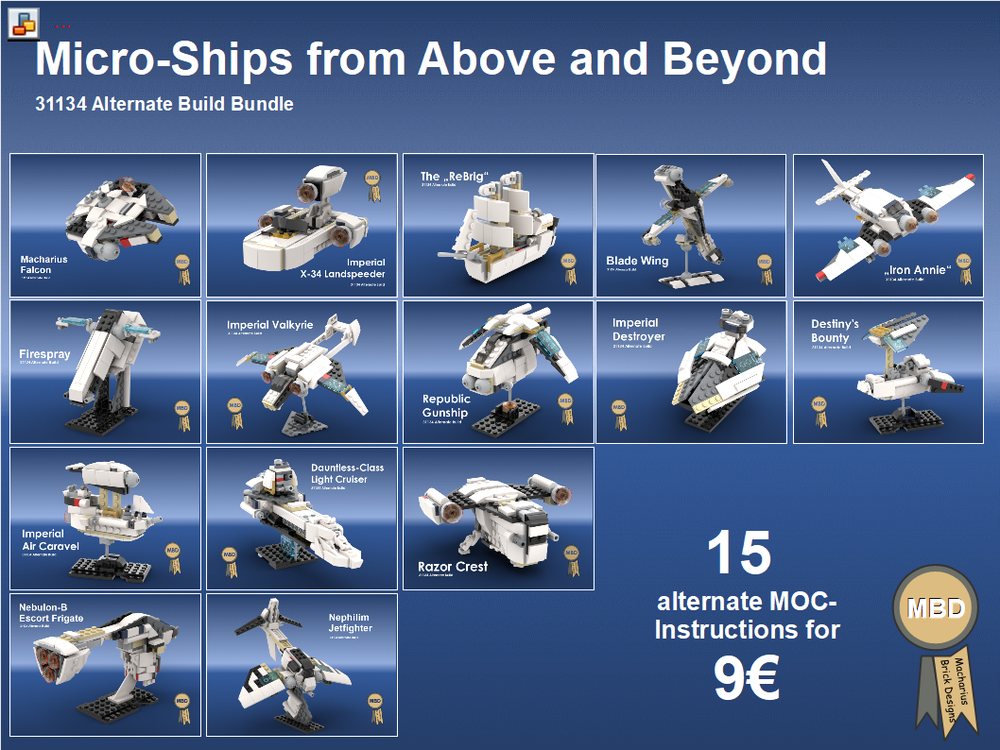 LEGO MOC Micro-Ships from Above and Beyond, Bundle of 31134 Alternate ...