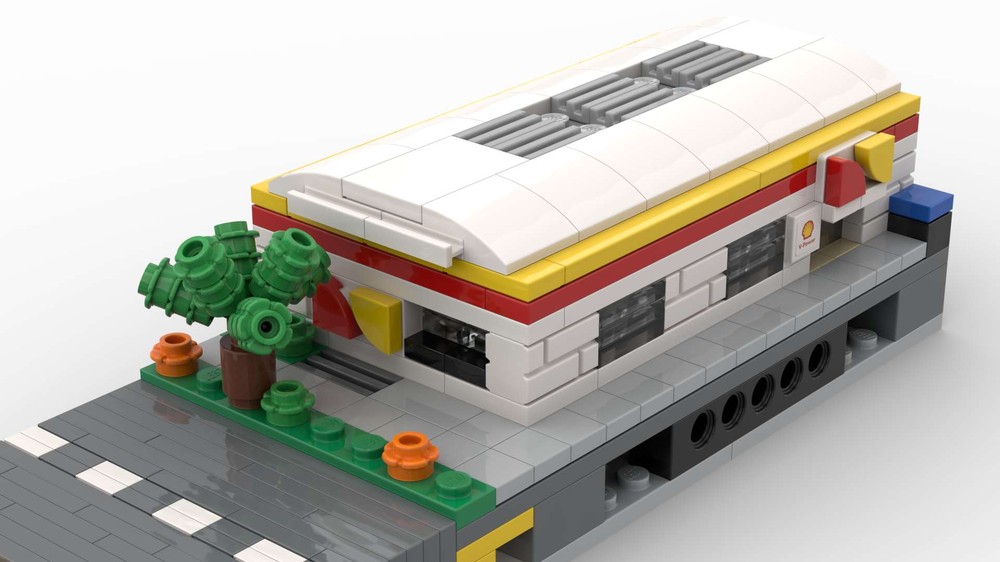 LEGO MOC Mini Modular Gas Station Shop with removable Roof and interior ...
