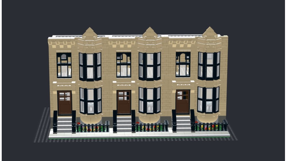 Lego Moc Modular Greystone House By Michaelbaek Rebrickable Build