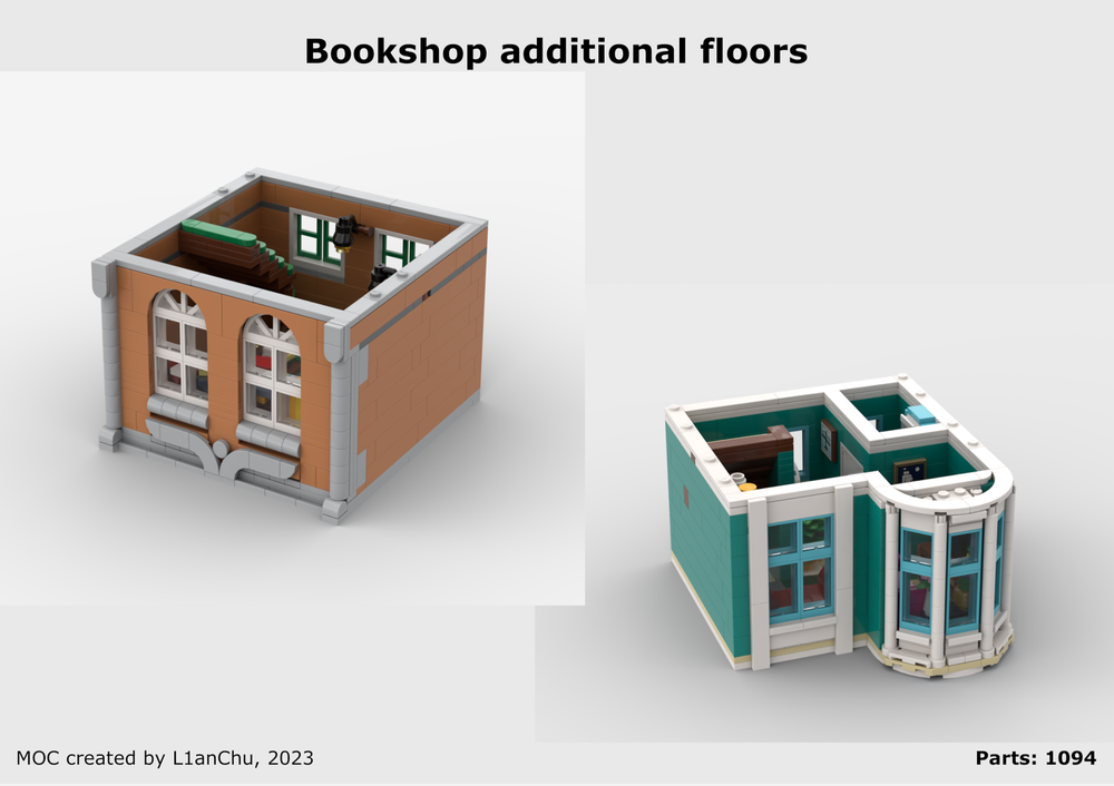 LEGO MOC Bookshop (10270) additional floors by l1anchu | Rebrickable ...