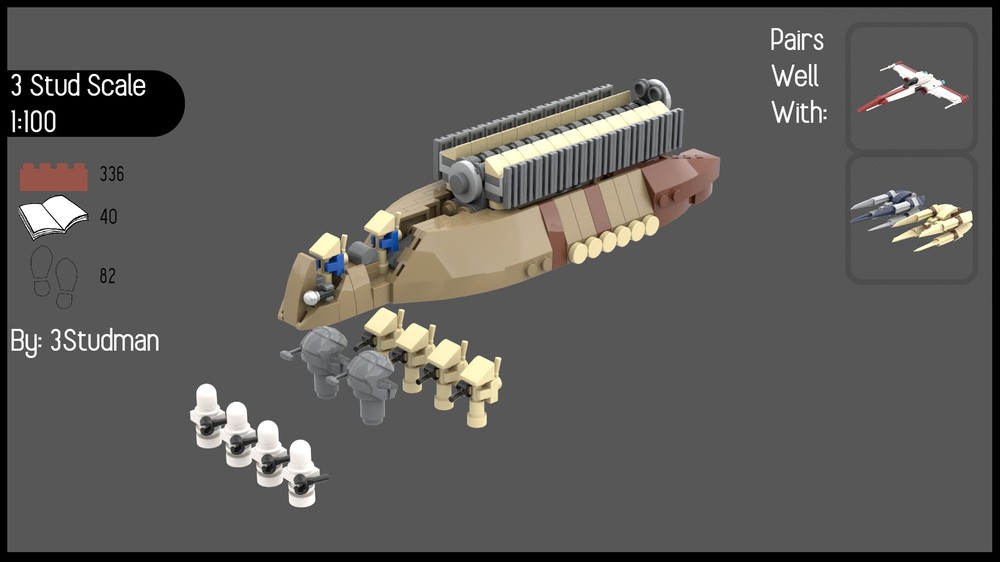 LEGO MOC 3 Stud Scale Platoon Attack Craft by 3studman | Rebrickable ...