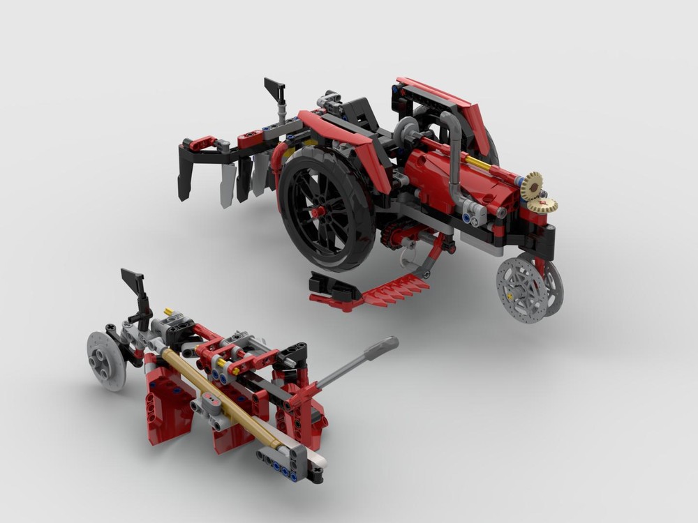 LEGO MOC 42107 Three Wheel Tractor with Cutter Bar, Three Share Plow ...