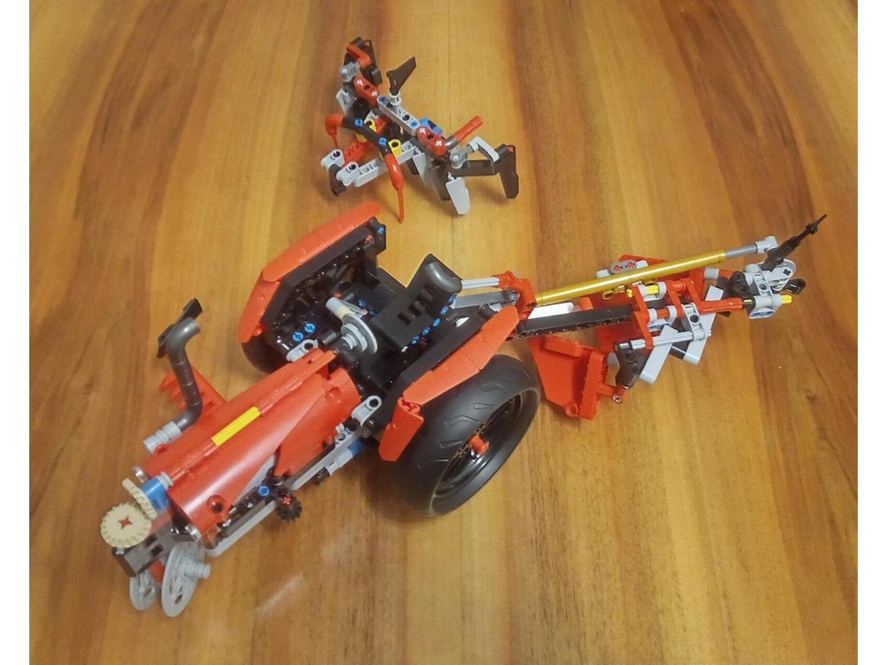 LEGO MOC 42107 Three Wheel Tractor with Cutter Bar, Three Share Plow ...