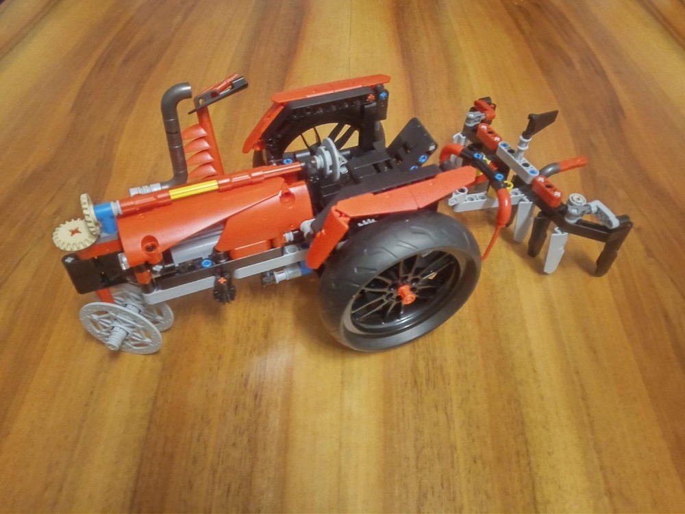 LEGO MOC 42107 Three Wheel Tractor with Cutter Bar, Three Share Plow ...