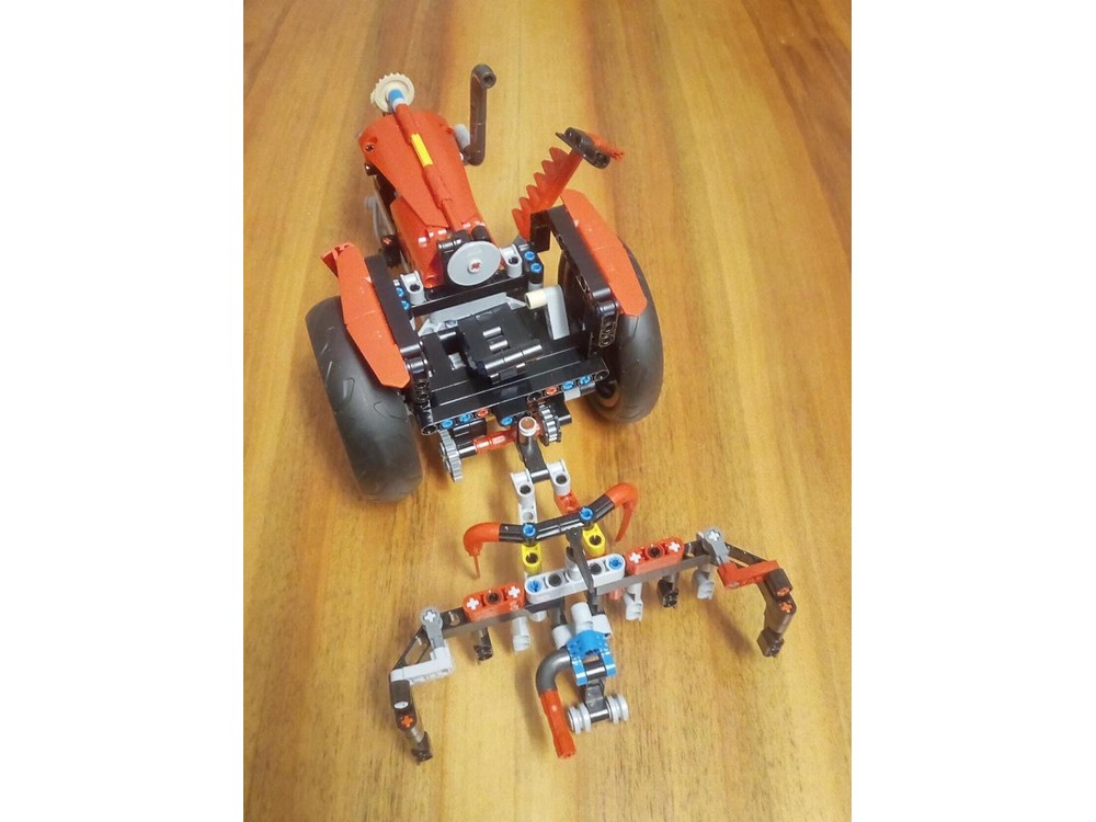 LEGO MOC 42107 Three Wheel Tractor with Cutter Bar, Three Share Plow ...