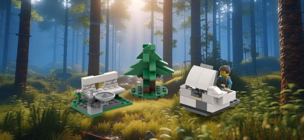 LEGO MOC Grill, Bench, and Tree by Just_A_Builder | Rebrickable - Build ...