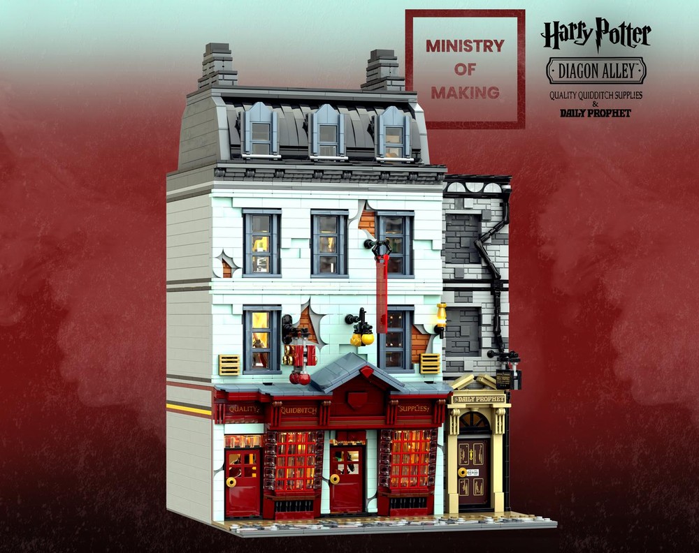 Lego Moc Diagon Alley Quality Q Supplies And Daily Prophet Modular By