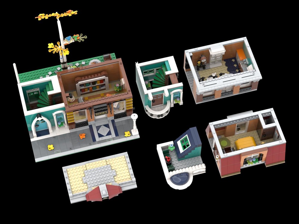 Lego Moc Downtown Bookshop 10270 Bookshop Alternative Build By Pl