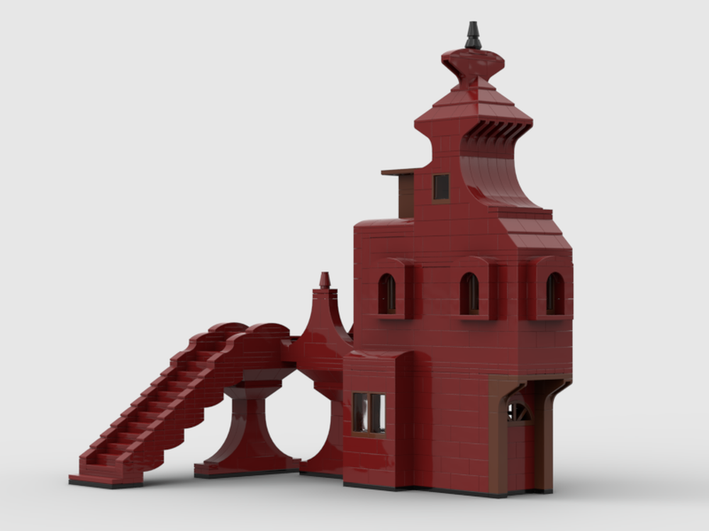 LEGO MOC RED 2 ENTRY BUILDING WITH BRIDGE by jobe3do | Rebrickable ...