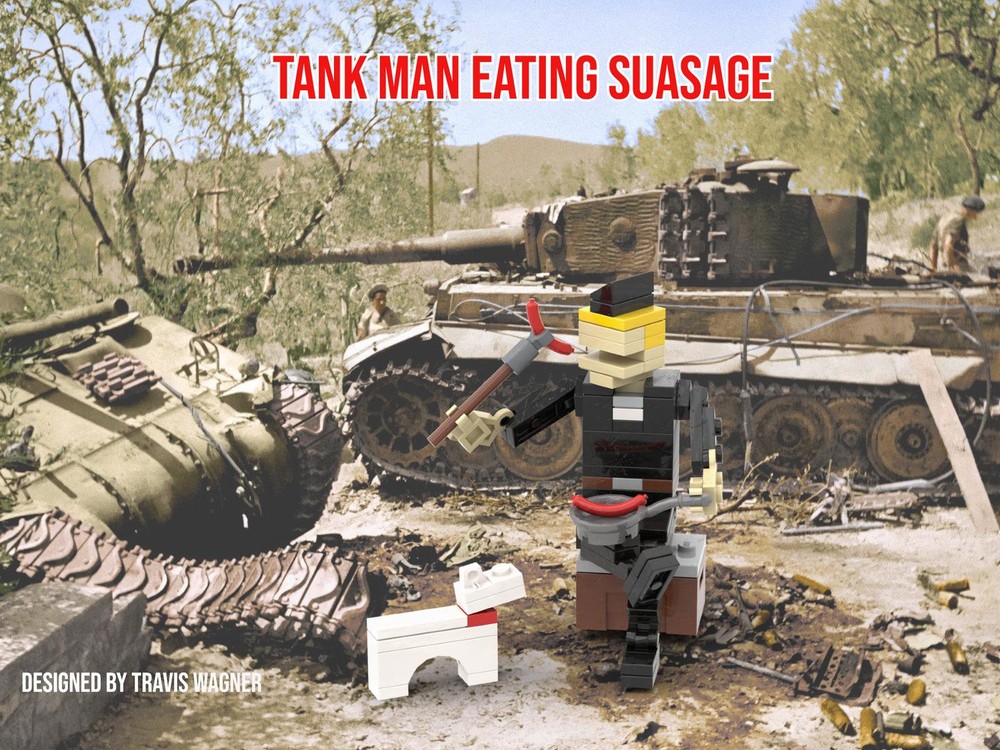 LEGO MOC Tank Man Eating Sausage by Camobricktape | Rebrickable - Build ...