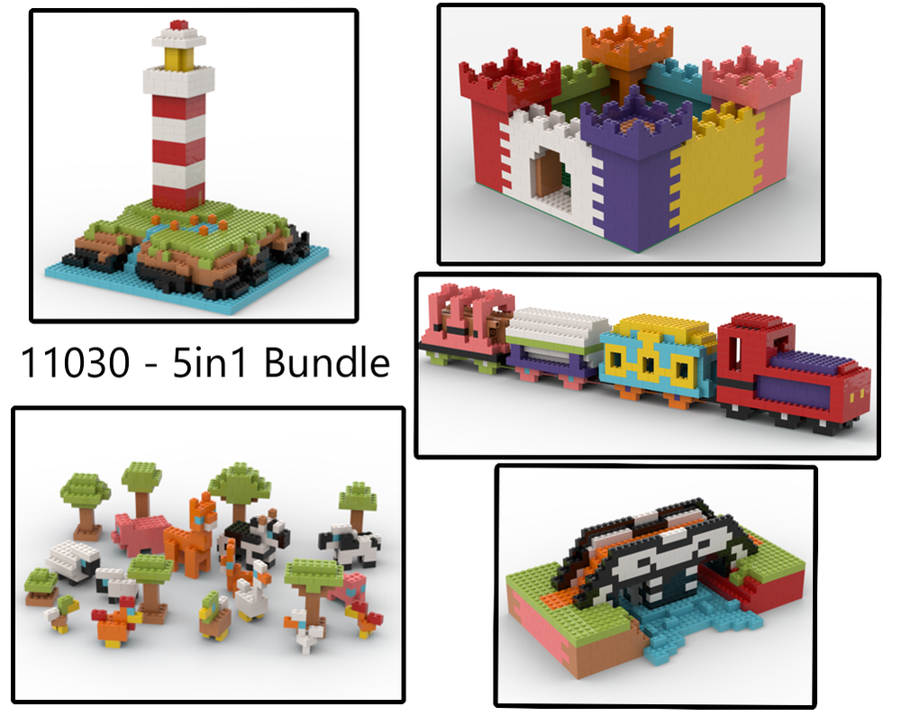 LEGO MOC 11030 - 5in1 Bundle - Castle, Train, Farm Animals, Lighthouse ...