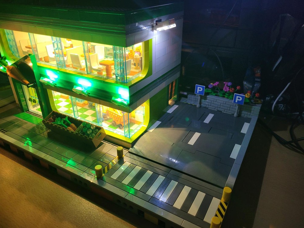 Lego Moc Grocery Store And Cafe Modular By Mandy Nicholls Rebrickable