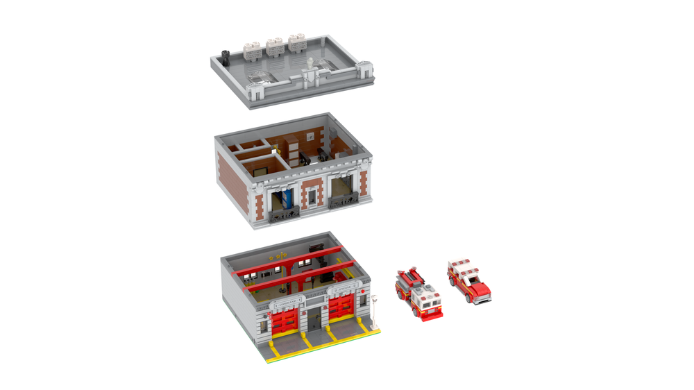 LEGO MOC Modular New York Firehouse by Creable | Rebrickable - Build ...