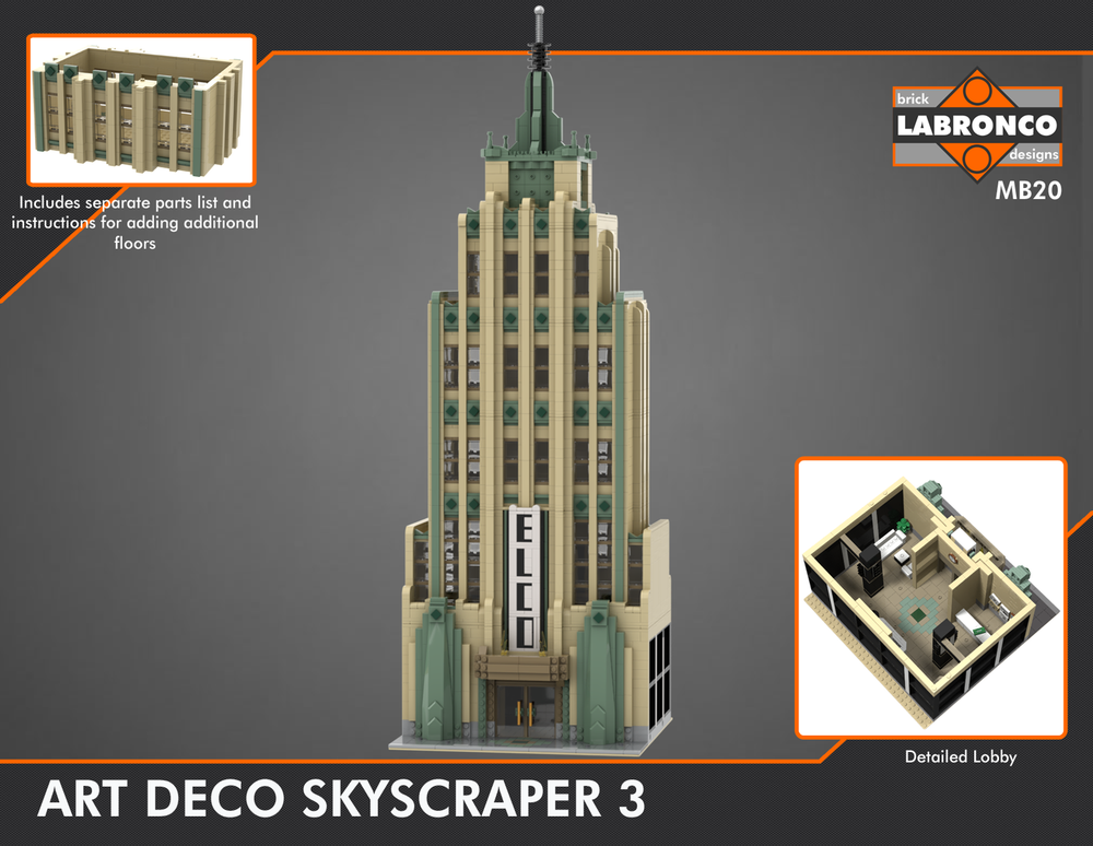 LEGO MOC MB20 - Art Deco Skyscraper 3 by Labronco Brick Designs ...