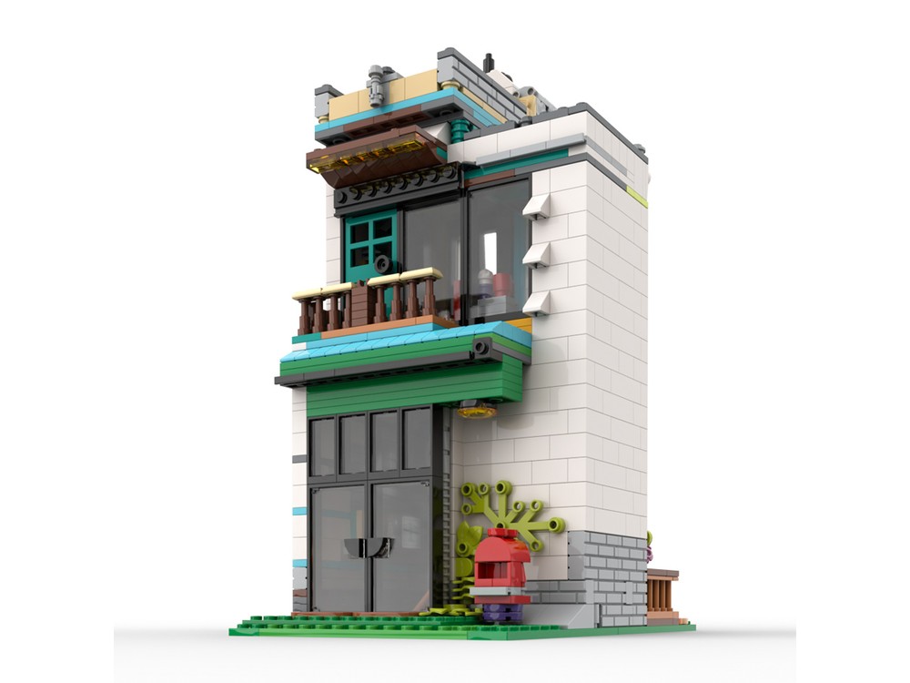 Lego Moc Green Townhouse By Brickative Rebrickable Build With Lego