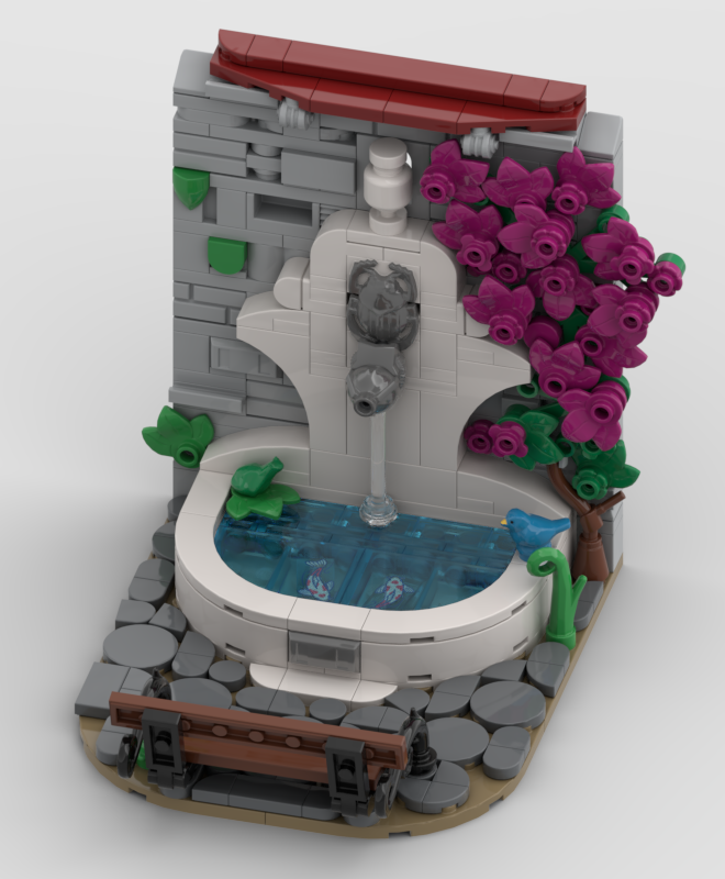 LEGO MOC Bougainvillea Fountain by Thierry | Rebrickable - Build with LEGO