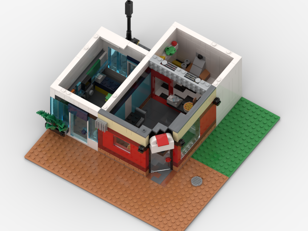 LEGO MOC-168428 Modular pizzaria and comics store (base floor) by ...