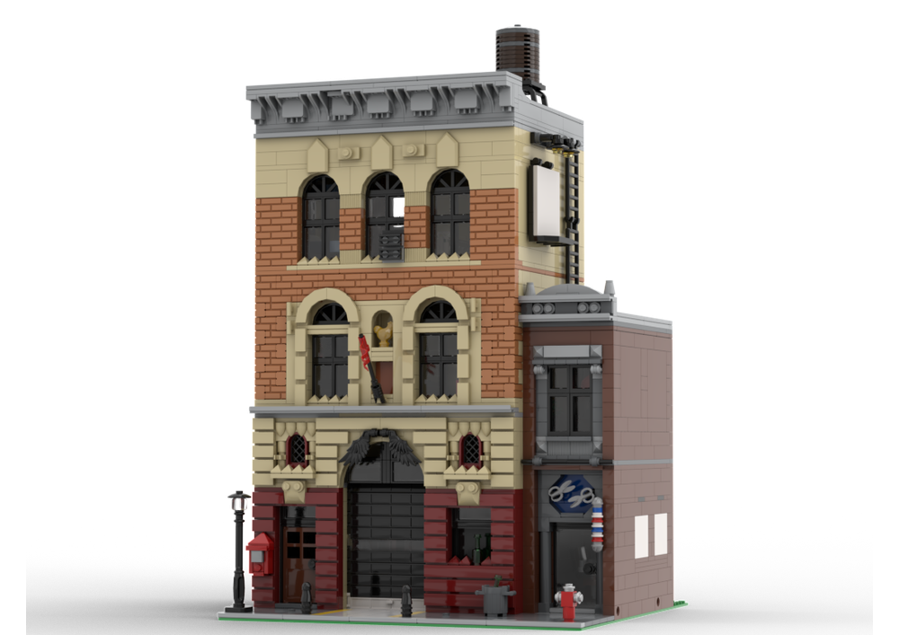 Lego Moc Fire Station Modular Building Moc With Barber Shop By
