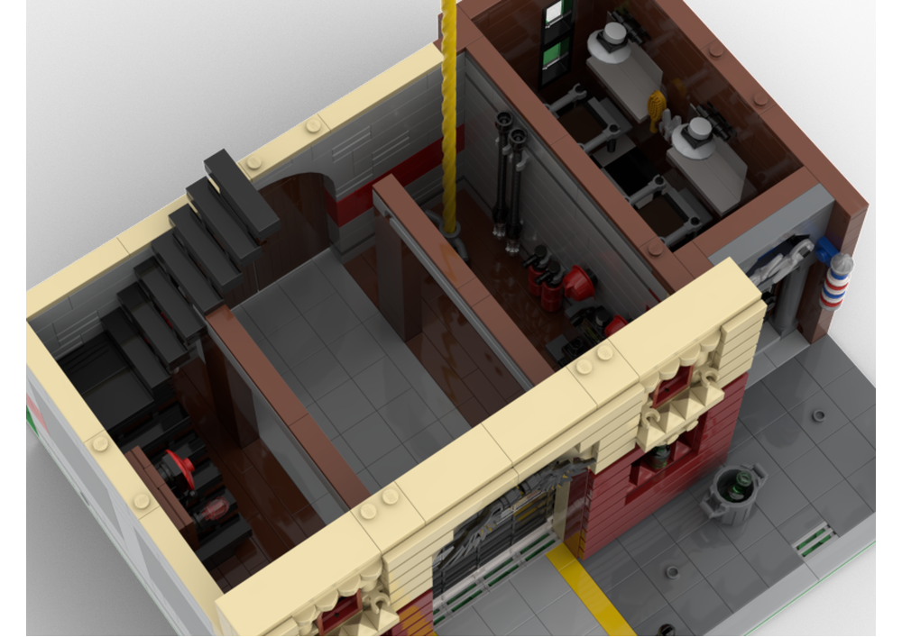 Lego Moc Fire Station Modular Building Moc With Barber Shop By