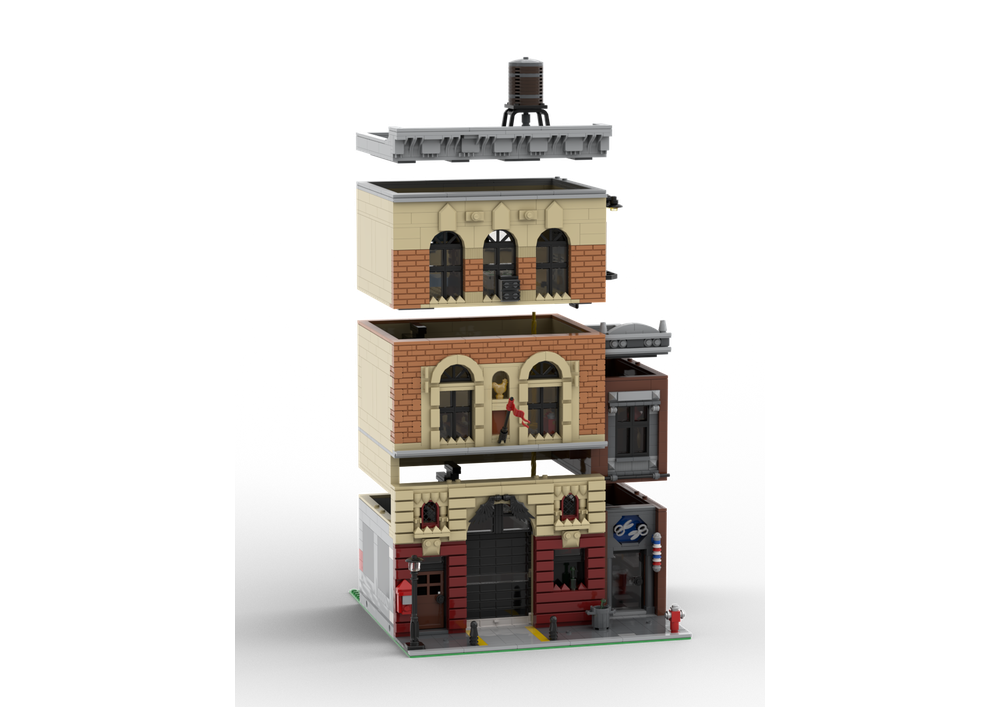 Lego Moc Fire Station Modular Building Moc With Barber Shop By