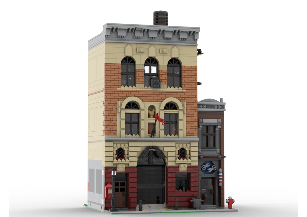 Lego Moc Fire Station Modular Building Moc With Barber Shop By