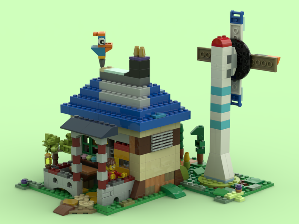Lego Moc Homestead Windmill Red Jalopy — 10717 A Baseplate By