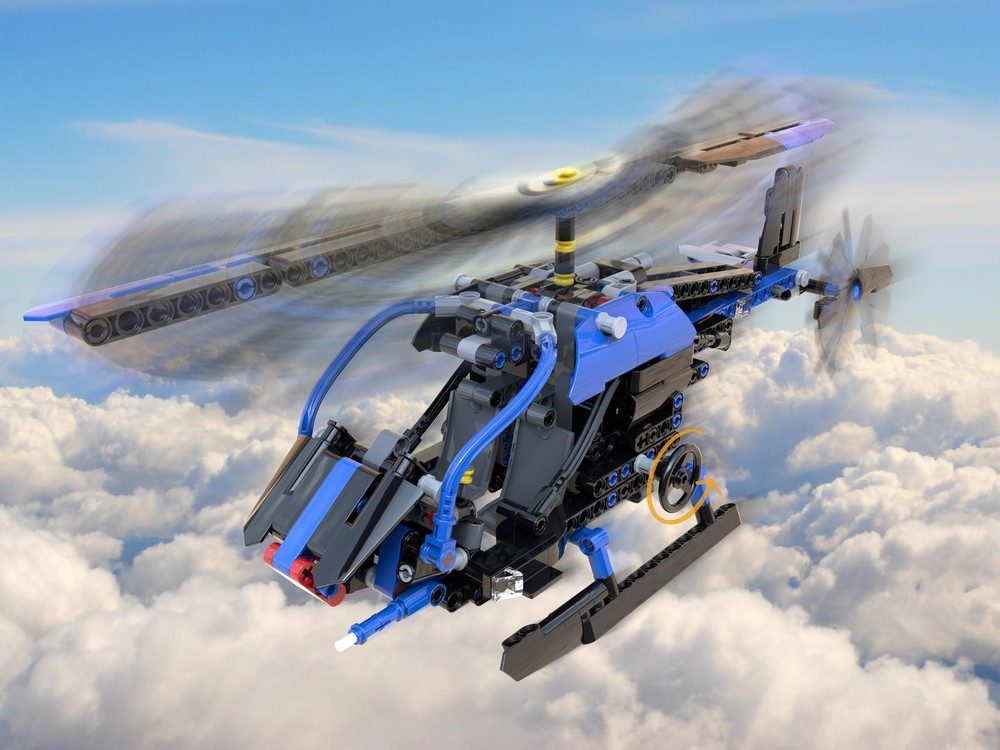 LEGO MOC Helicopter with gear driven rotating rotors by foolsgoldsfish ...