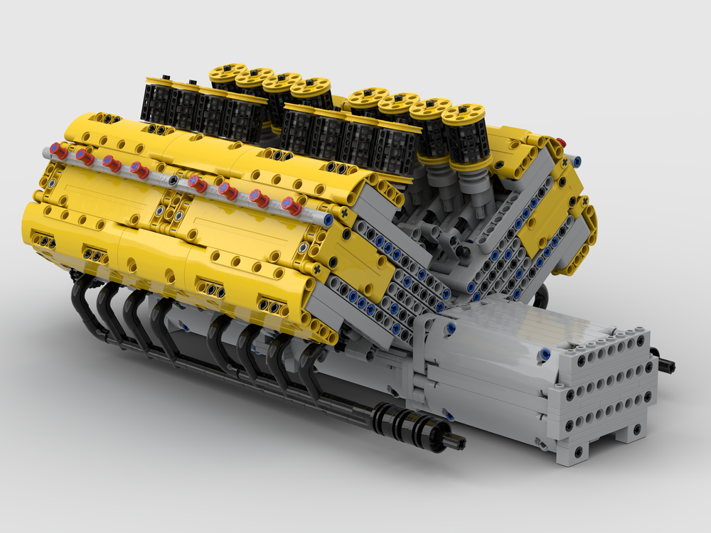 LEGO MOC V16 Engine with Dual Pushrod Valves and natural aspiration by ...