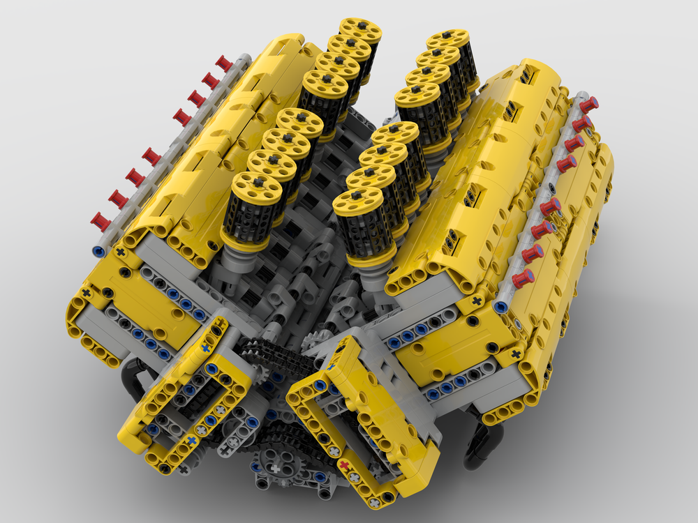 LEGO MOC V16 Engine with Dual Pushrod Valves and natural aspiration by ...