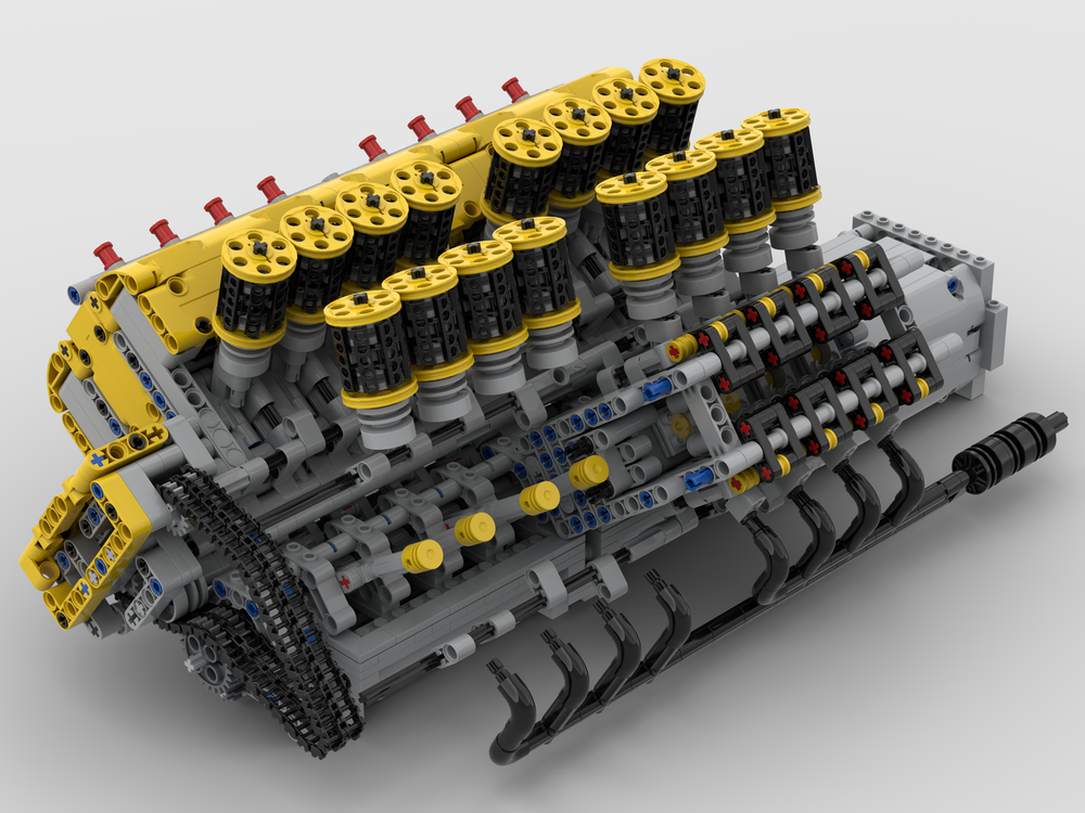 LEGO MOC V16 Engine with Dual Pushrod Valves and natural aspiration by ...
