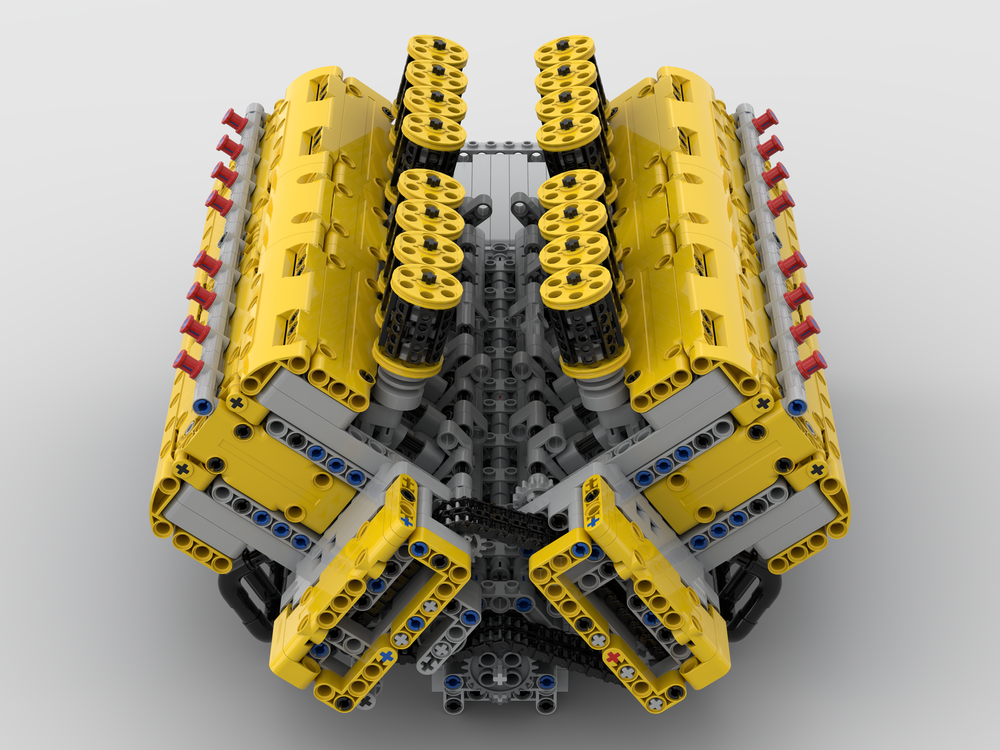 LEGO MOC V16 Engine with Dual Pushrod Valves and natural aspiration by ...