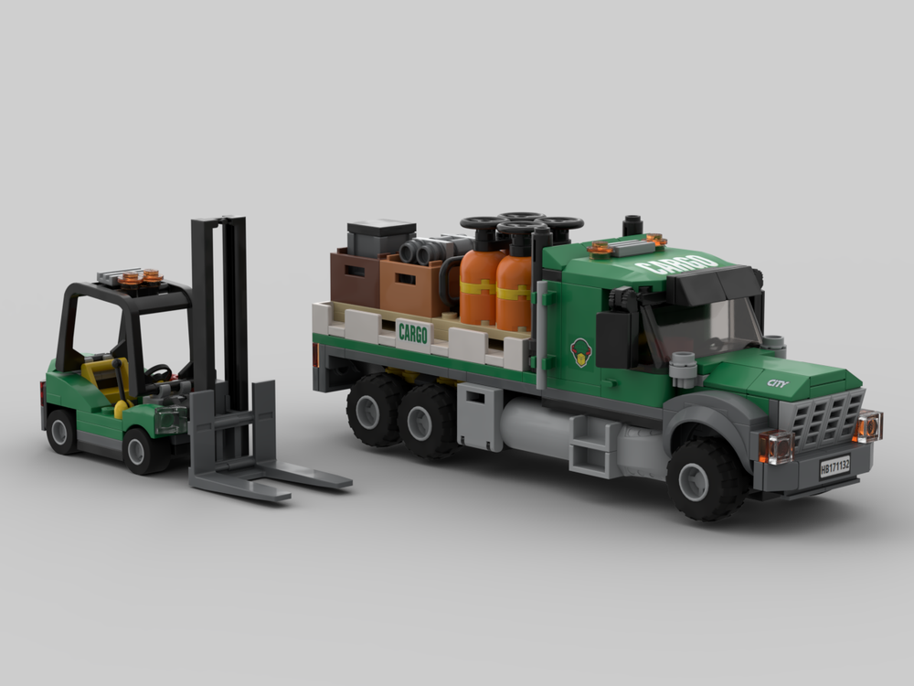 LEGO MOC Cargo Flatbed Truck & Forklift by HaulingBricks | Rebrickable ...
